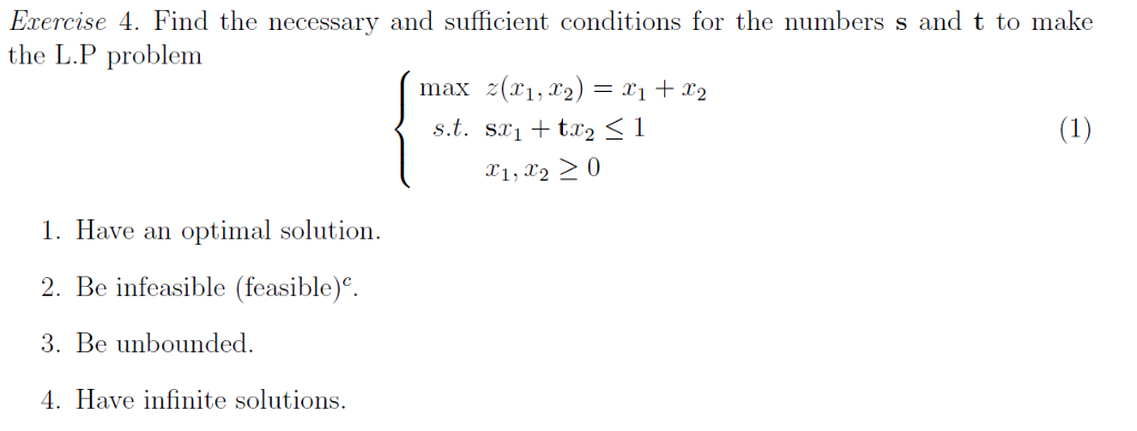 Solved Find the necessary and sufficient conditions for the | Chegg.com