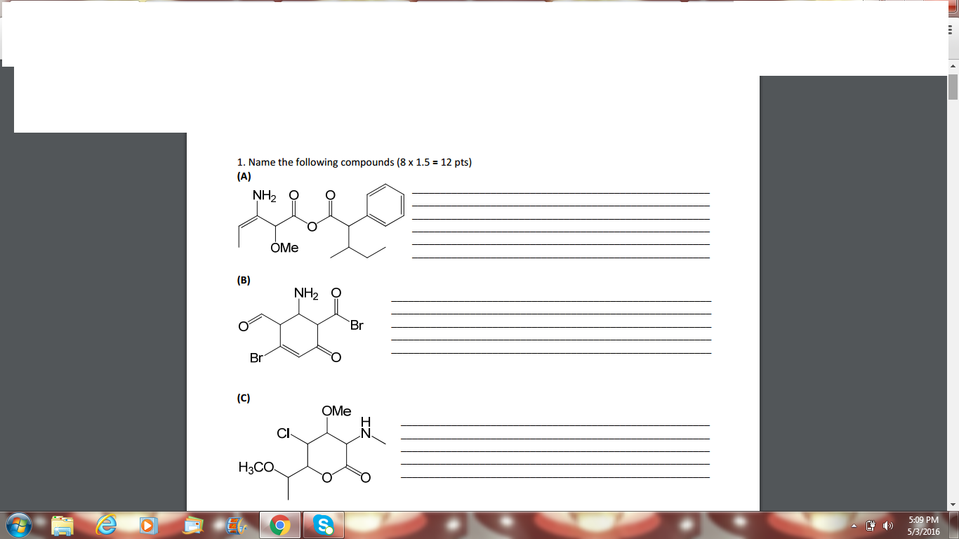 Solved Name the following compounds | Chegg.com