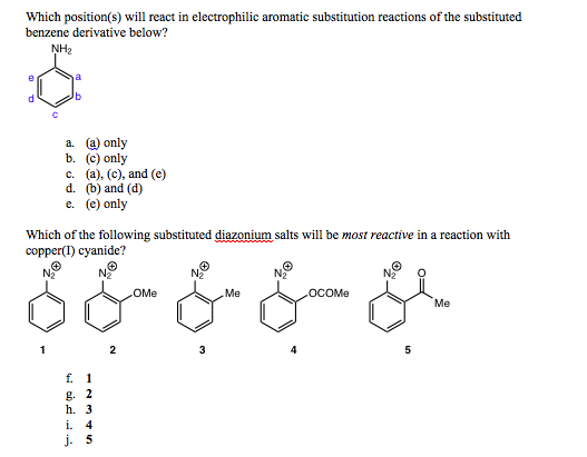 Solved benzene derivative below? NH2 a. (a) only b. (c) only | Chegg.com