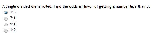 Solved A single 6-sided die is rolled. Find the odds in | Chegg.com