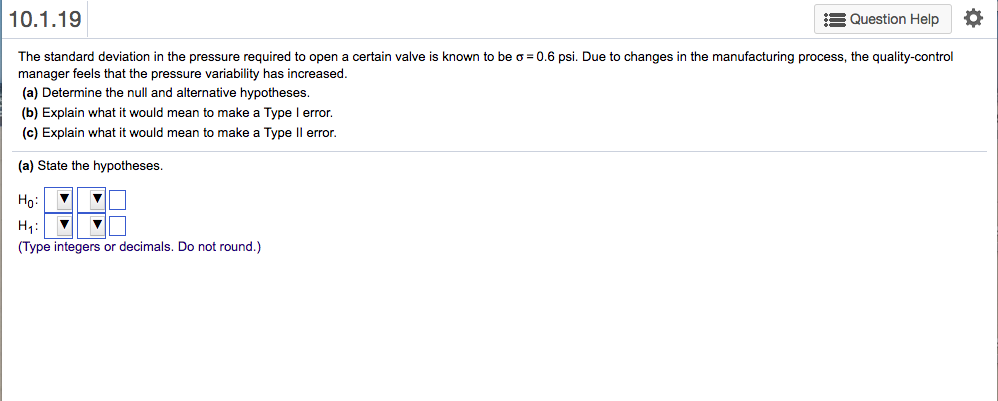 Solved 10.1.19 Question Help * The standard deviation in the | Chegg.com