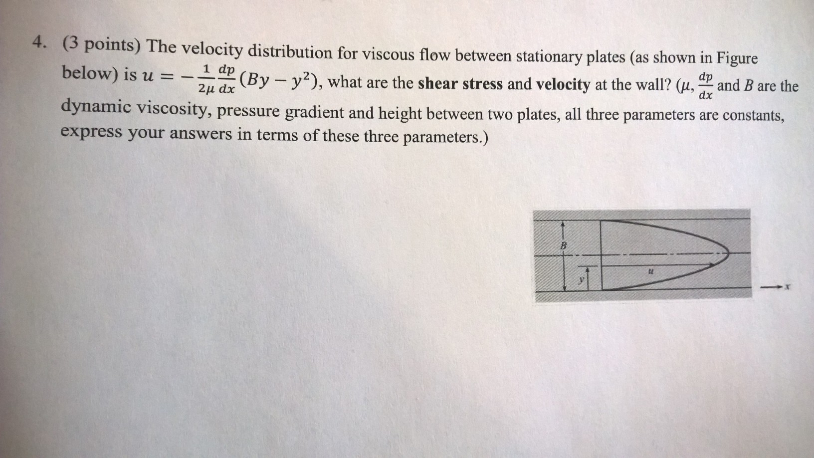 Solved The velocity distribution for viscous flow between | Chegg.com