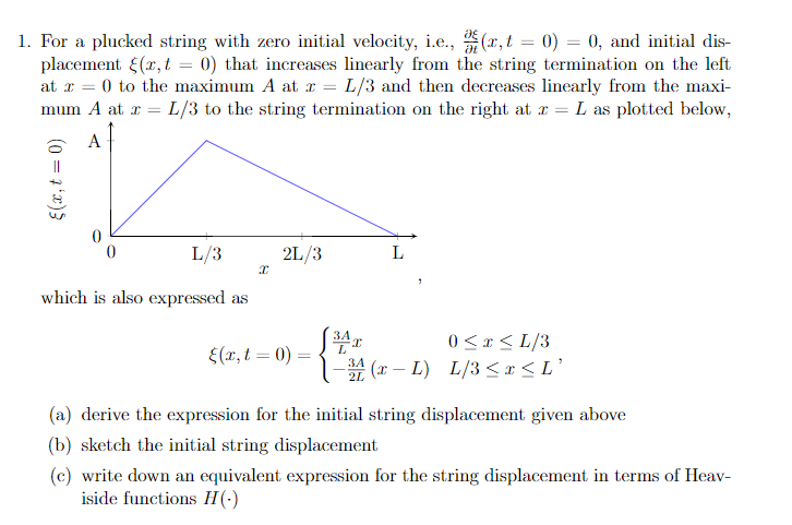 Solved l. al dis- For a plucked string with zero initial | Chegg.com