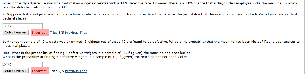 Solved When correctly adjusted, a machine that makes widgets | Chegg.com