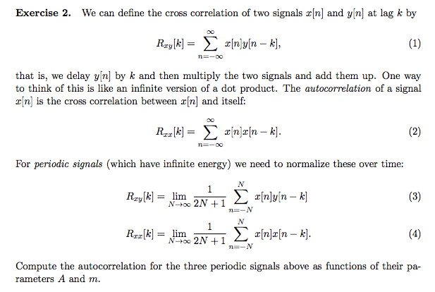 Exercise 2. We can define the cross correlation of | Chegg.com
