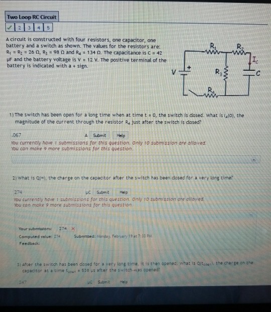 Solved Two Loop Rc Circuit A Circuit Is Constructed With 0063