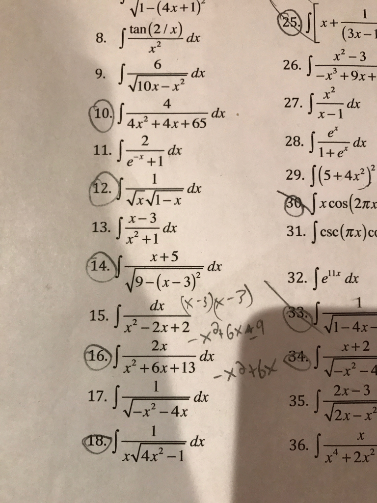 Solved integral tan(2/s)/x^2 dx integral 6/Squareroot 10x - | Chegg.com