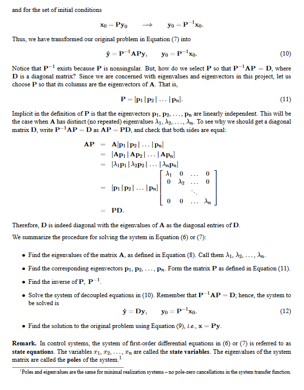 Solved Project 2: Feedback Control of Linear Dynamical | Chegg.com
