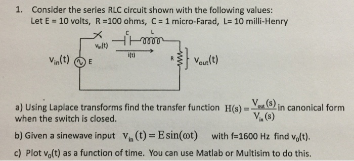 Solved Consider the series RLC circuit shown with the | Chegg.com