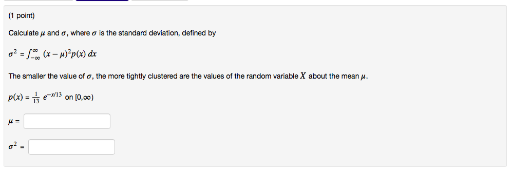 Solved (i poini Calculate ? and ?, where ? is the standard | Chegg.com