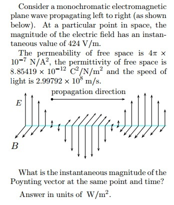 Solved Consider a monochromatic electromagnetic plane wave | Chegg.com