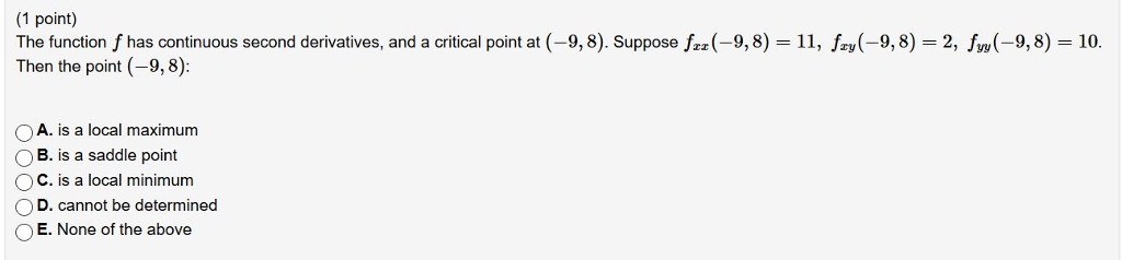 Solved The Function F Has Continuous Second Derivatives And