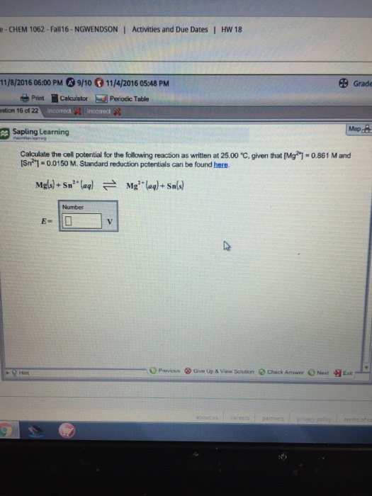 Solved Calculate The Cell Potential For The Following