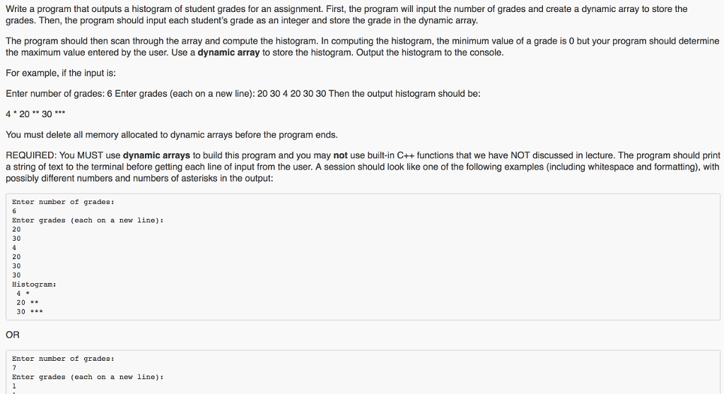 Solved Write a program that outputs a histogram of student | Chegg.com