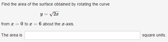 Solved Find the area of the surface obtained by rotating the | Chegg.com