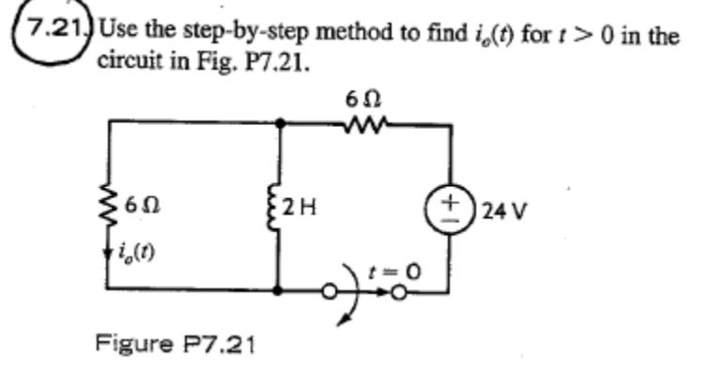 Solved Use the step-by-step method to find i0(t) for t>0 in | Chegg.com
