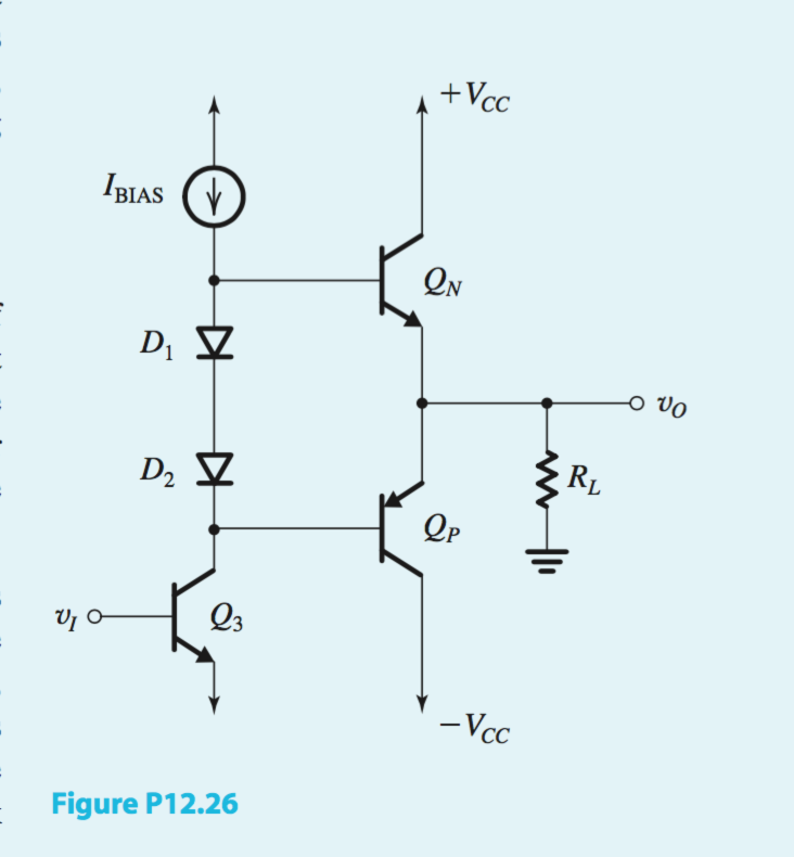 Solved 12.26 Figure P12.26 shows a class AB output stage | Chegg.com