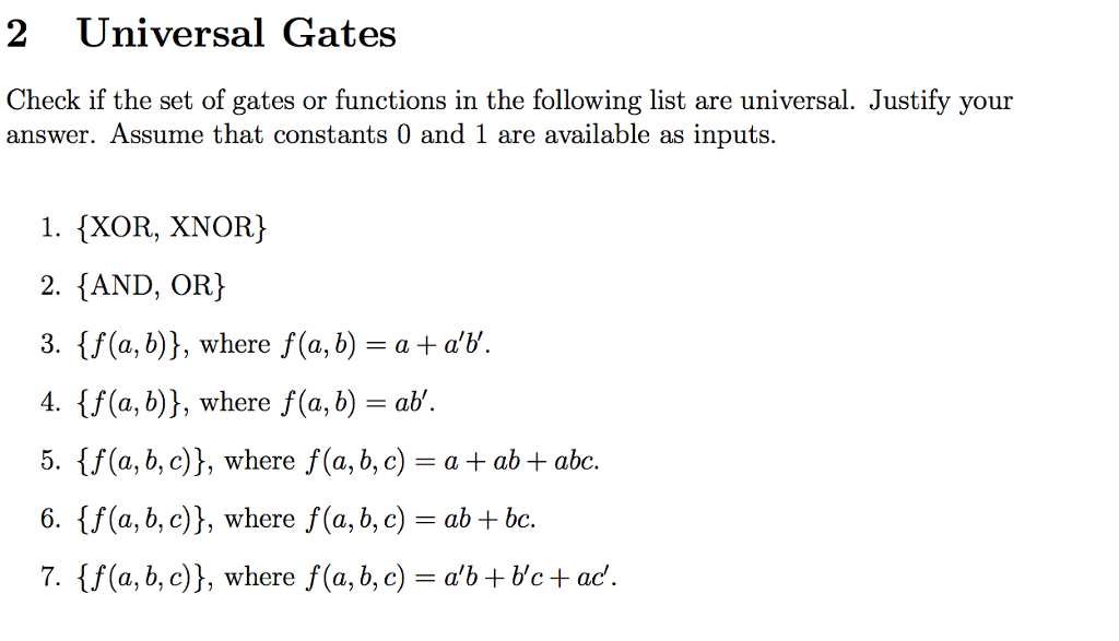 Solved Universal Gates Check if the set of gates or | Chegg.com
