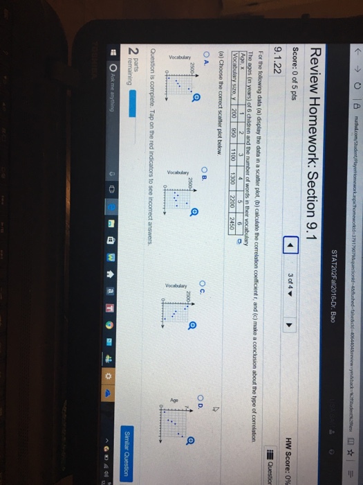 Solved The following data display the data in a scatter | Chegg.com