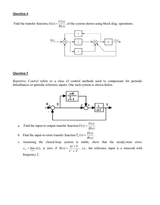 Solved Question 4 Find the transfer function, G(s) = | Chegg.com