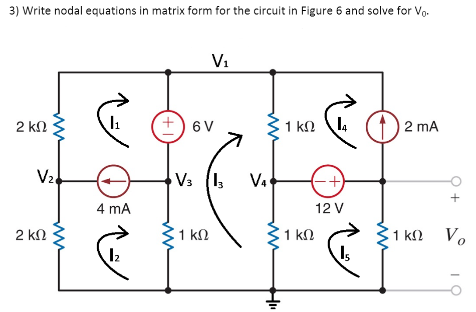 Solved Write nodal equations in matrix form for the circuit | Chegg.com