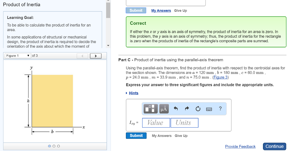 Solved Product of Inertia Submit My Answers Give Up Learning | Chegg.com