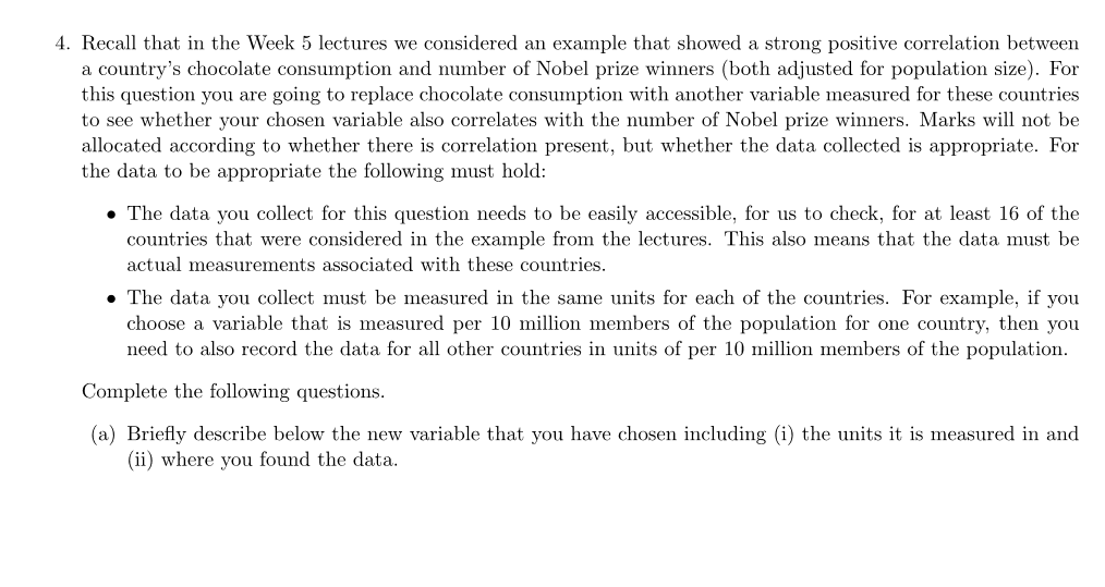 4. Recall that in the Week 5 lectures we considered | Chegg.com