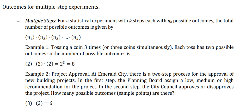 Solved Outcomes for multiple-step experiments Multiple | Chegg.com