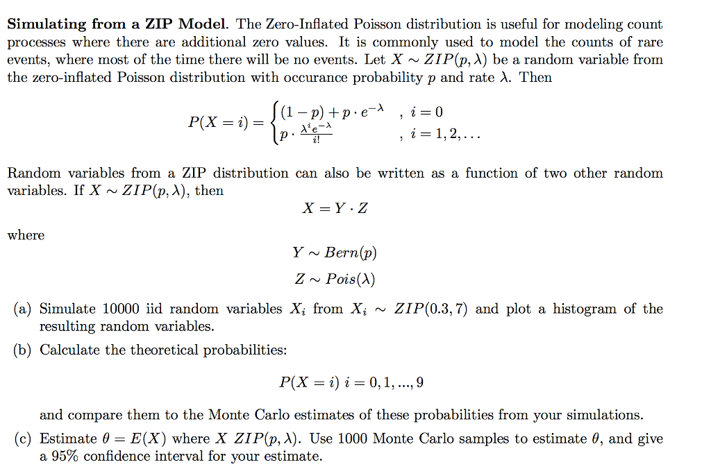 Simulating From A Zip Model The Zero Inflated