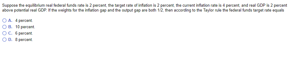 Solved Suppose the equilibrium real federal funds rate is 2 | Chegg.com