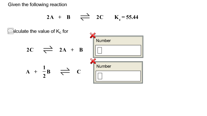 Solved Given the following reaction 2A B alculate the value | Chegg.com