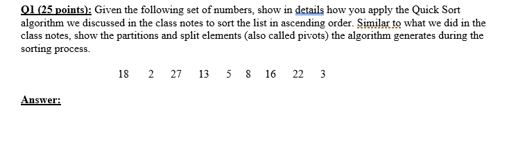 Solved Given the following set of numbers, show in details | Chegg.com