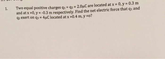Solved Two equal positive charges q_1 = q_2 = 2.0 mu C are | Chegg.com