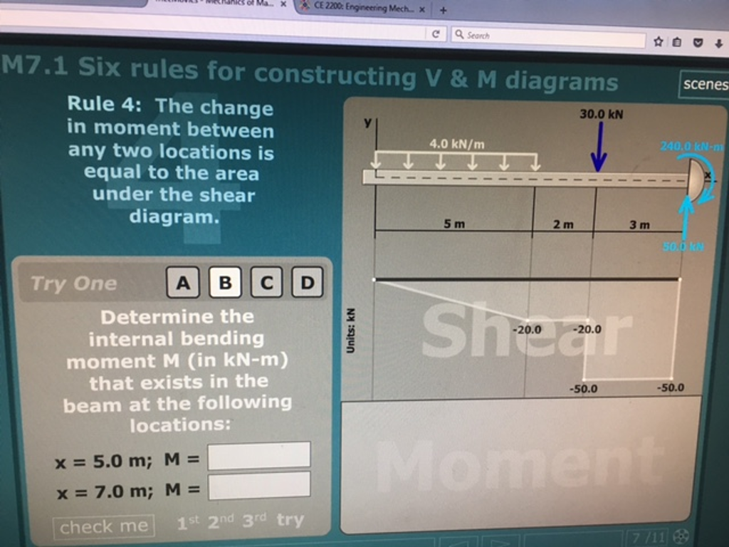 Solved The change in moment between any two locations is | Chegg.com
