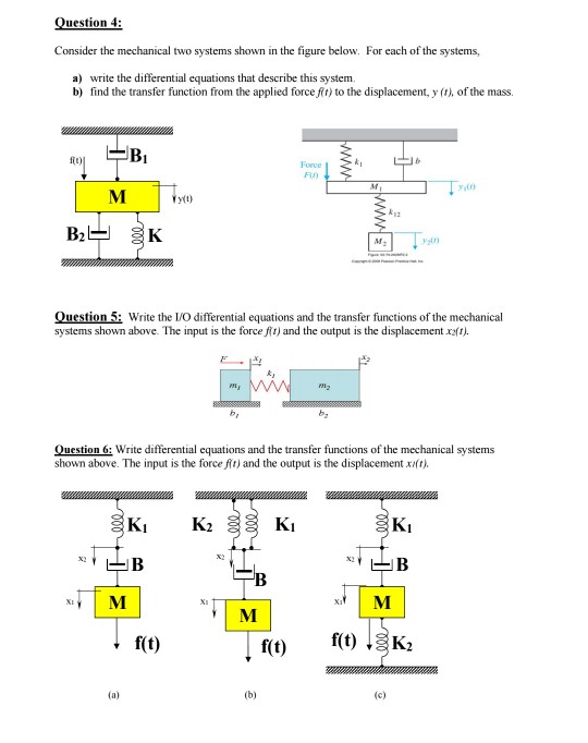 Solved Question 4 Consider the mechanical two systems shown | Chegg.com