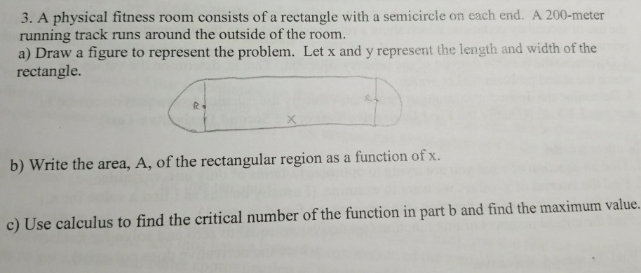Solved 3. A physical fitness room consists of a rectangle | Chegg.com