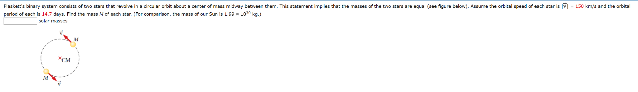 Solved Placket's binary system consists of two stars that | Chegg.com