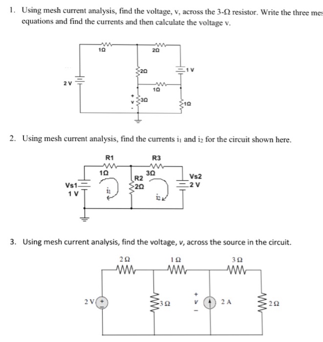 Solved Using mesh current analysis, find the voltage, v, | Chegg.com