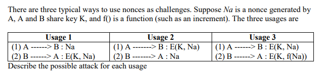 Solved There are three typical ways to use nonces as | Chegg.com