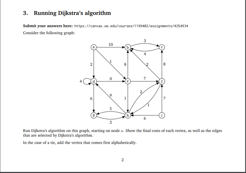 Solved 3. Running Dijkstra's algorithm Submit your answers | Chegg.com