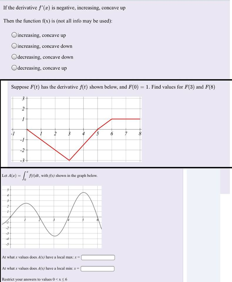 Solved If the derivative f z) is negative, increasing, | Chegg.com