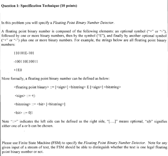 In this problem you will specify a Floating Point | Chegg.com