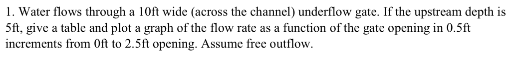 Solved 1. Water flows through a 10ft wide (across the | Chegg.com