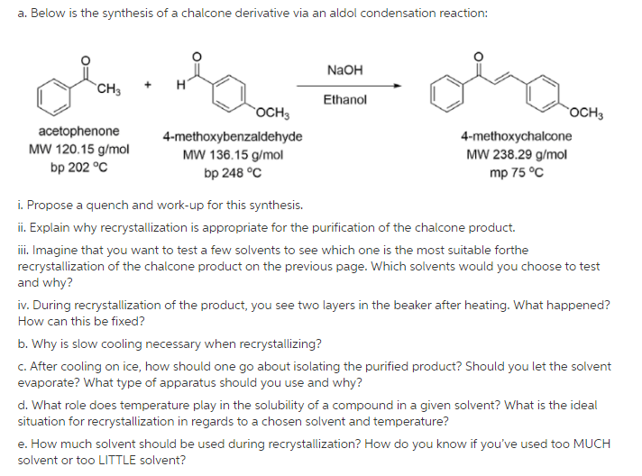 Solved Below is the synthesis of a chalcone derivative via | Chegg.com