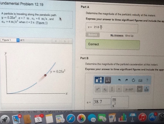 Solved A particle is travelling along the parabolic path y = | Chegg.com