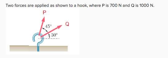 Solved Two forces are applied as shown to a hook, where P is | Chegg.com