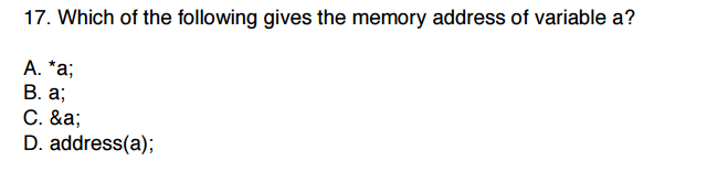 Solved 17. Which of the following gives the memory address | Chegg.com