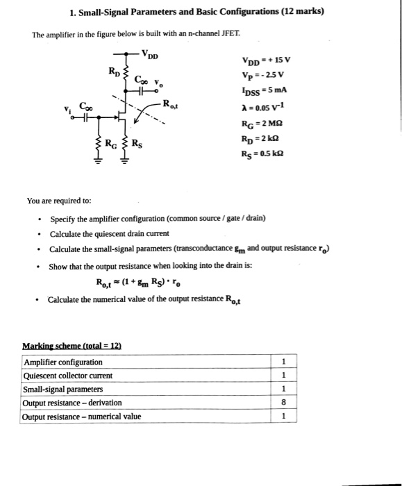 Solved Small-Signal Parameters and Basic Configurations..The | Chegg.com