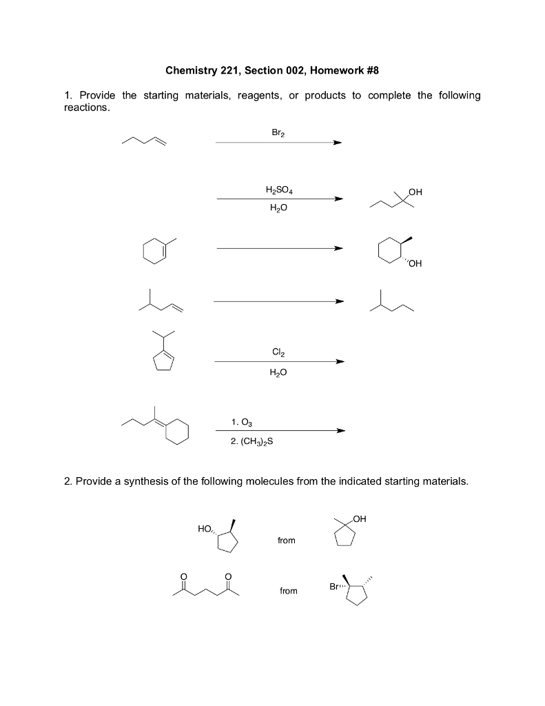 Solved Chemistry 221, Section 002, Homework #8 1. Provide | Chegg.com