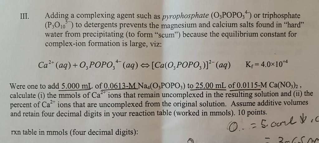 Solved III. Adding a complexing agent such as pyrophosphate | Chegg.com